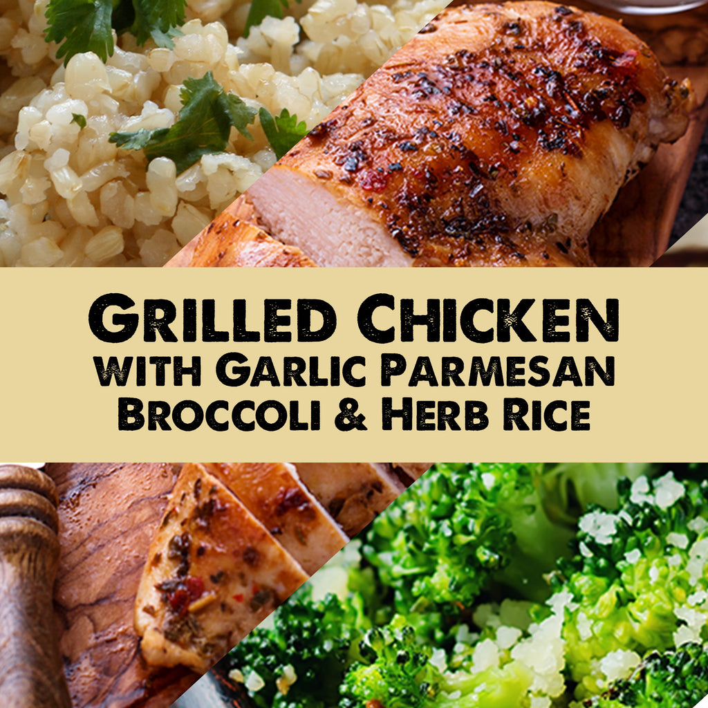 Grilled Chicken with Garlic Parmesan Broccoli & Herbed Rice – The Meat ...